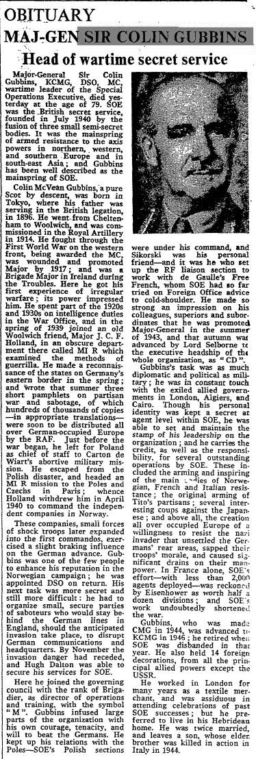 Major Colin McVean Gubbin